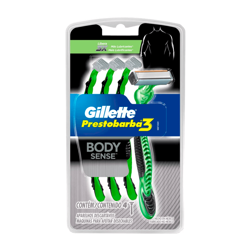 Afeitadora Prestobarba 3 Body Sense Gillette|4 Unidades