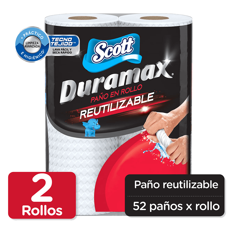 Papel Reutilizable Scott Duramax|2 Rollos|52 Hojas