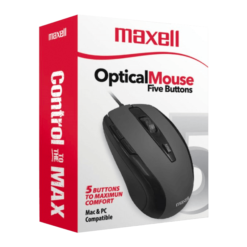 Mouse Optico Maxell 5 Botones|Negro|348416