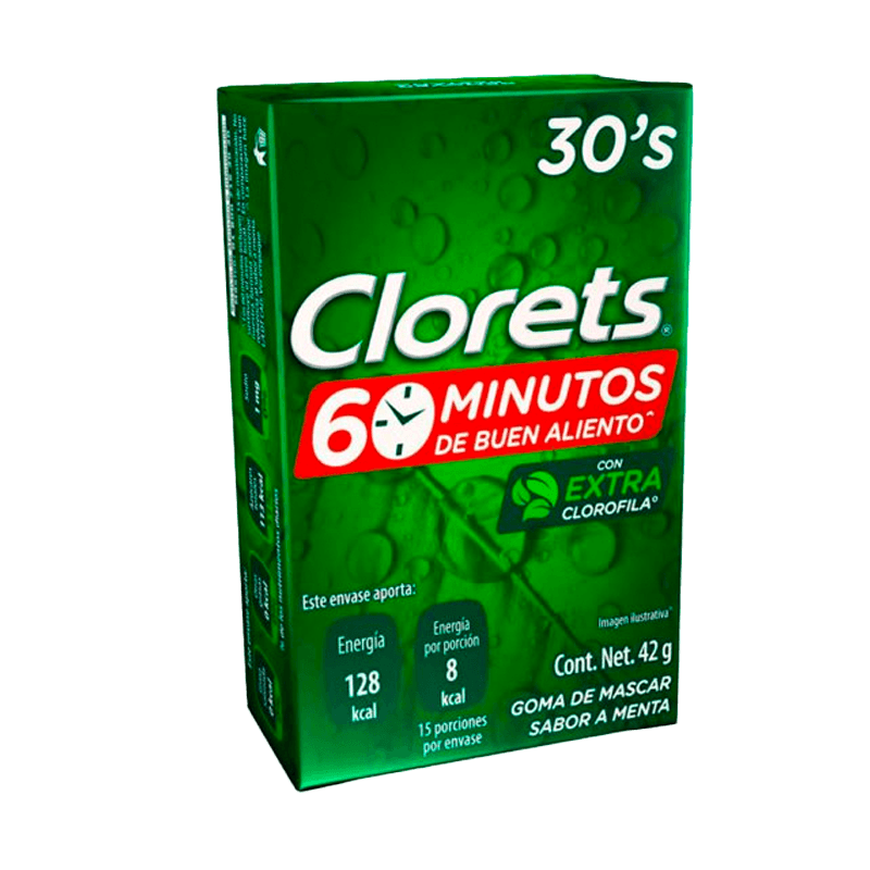 Chicle Clorets Extra Clorofila|42 g|30´s Pack